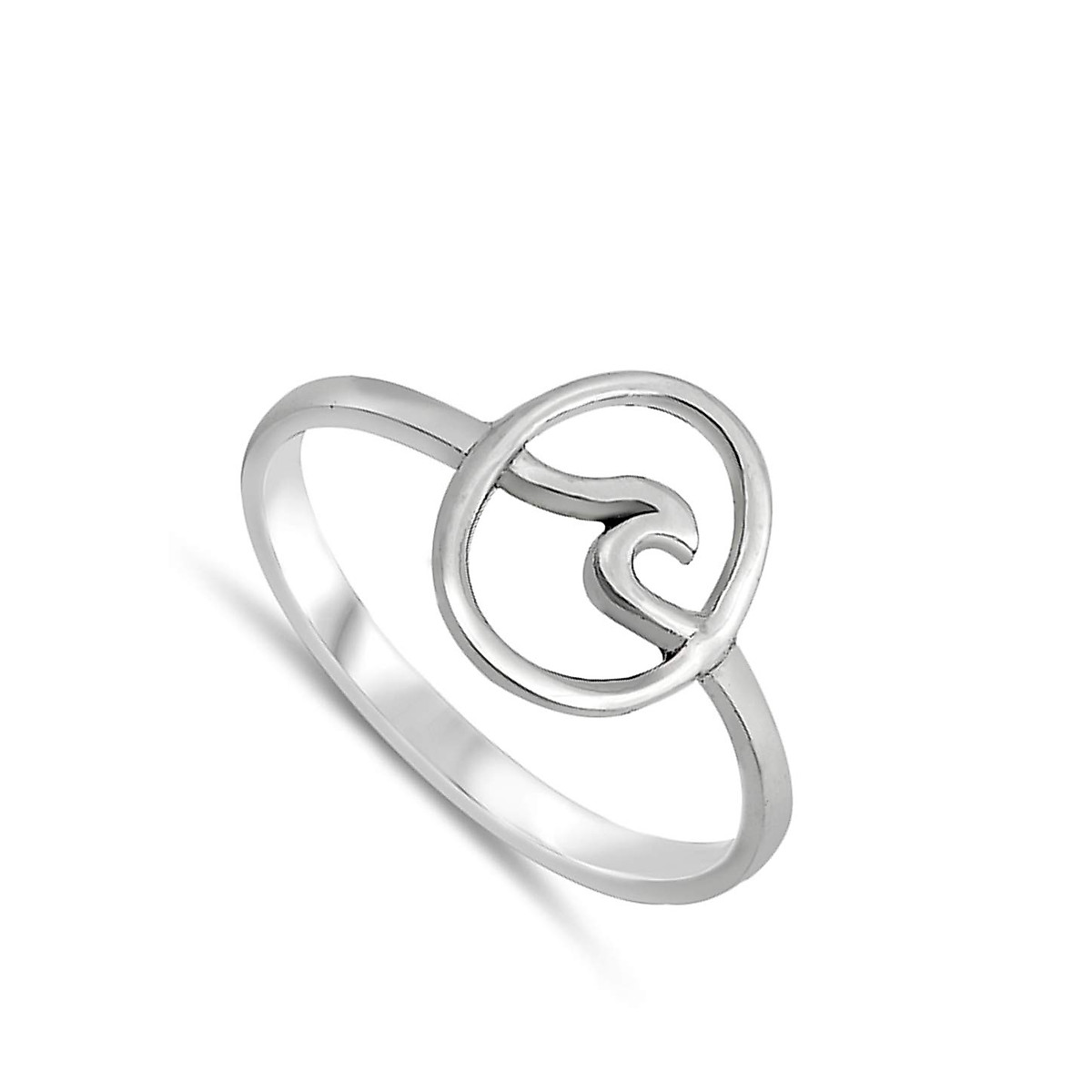 Oval Wave Halo Ocean Boho Nature Ring New .925 Sterling Silver Band Size 7