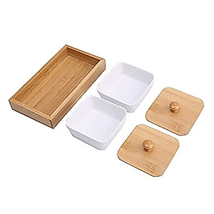 Ceramic Divided Serving Dishes, Ceramic serving tray, chips and dip serving dish, Removable Snack Bowls for Candy and Nut, Fruits, Condiment, Party