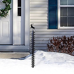 36 Inches Iron Art Snow Gauge, Handmade Metal Snow Depth Measuring Stick Outdoor, Iron Snow Gauge Snow Measuring Device Garden Stakes Winter Decorations Outdoor Yard (Reindeer)