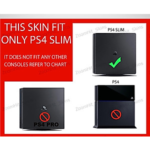ZOOMHITSKINS Compatible with PS4 Slim Skin, Red Metal Steel White Light Grey Silver, Durable & Fit, 3M Vinyl, Made in The USA
