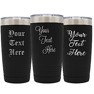 My Personal Memories Customized Personalized Stainless Steel Travel Tumbler with Lid - Engraved Double-Wall Vacuum Insulated for Him, Her Your Custom Text (20 oz, Black)