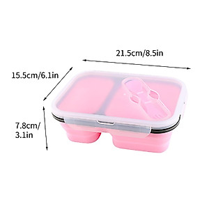 Hagad Silicone Collapsible Lunch Box with Spoon, Portable Food Storage Containers Space Saving Microwave Refrigerator Food Containers