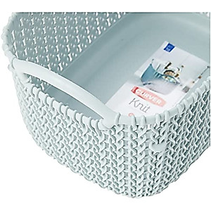 Curver Basket Rectangular Knit 9,76x6,89x5,47in in Misty Blue, 20.5 x 17.5 x 14 cm