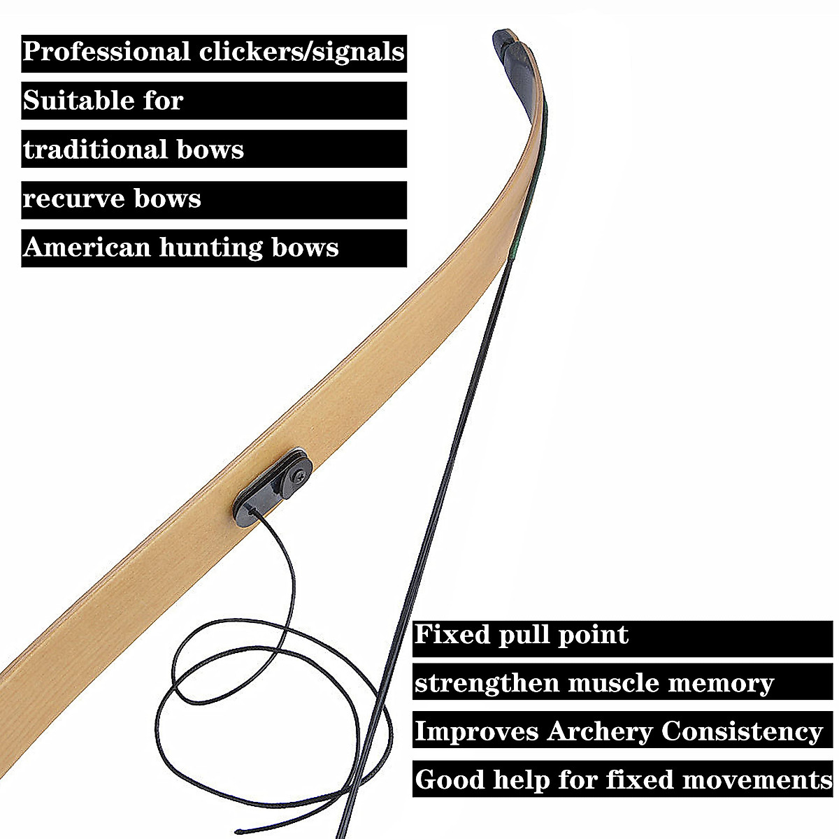 AMEYXGS Archery Clicker Recurve Bow Archery Trainer Equipment Archery Clicker Plate Self-Adhesive Mounted on Bow Limbs for Recurve Bow (BLACK 2)