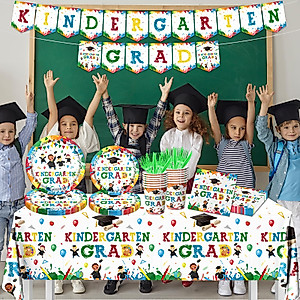 Happy Kindergarten Graduation Tableware Decoration- 142Pcs Kindergarten Tableware Set Include Plates, Napkins Banner Service for 20 Guests Congrats Grad Party Supplies (Tableware)