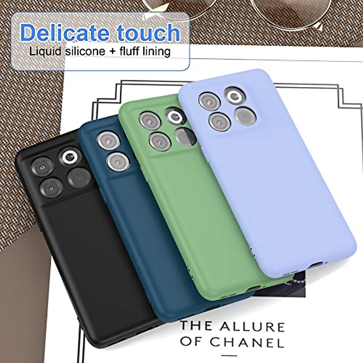 Foluu Silicone Case for OnePlus 10T, for OnePlus 10T 5G Liquid Gel Rubber Bumper Case with Soft Microfiber Lining Cushion Slim Hard Shell Shockproof Protective Cover for OnePlus 10T 2022 (Black)