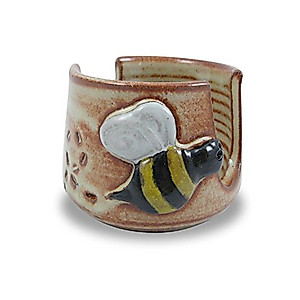 American Made Pottery Kitchen Sponge Holder, Busy Bee Motif