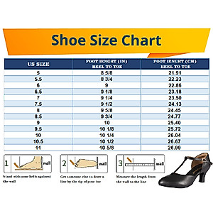T-Strap Character Shoe for Women Salsa Latin Dance Heels Dress Pumps, Black 8 M US