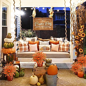 Uieke 6 Bundles Artificial Fall Flowers UV Resistant No Fade Faux Autumn Plants Fake Indoor Outdoor Greenery for Garden Wedding Party Home Sidewalk Trim Outside Hanging Planter Décor Autumn Orange