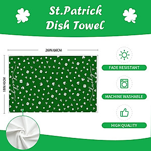 ARKENY St Patricks Day White Shamrock Kitchen Towels Dish Towels St. Patrick's Day Decorations for Home Drying Cloth Lucky Sign 18x26 Inch Stripe Hand Towel for Cooking Set of 2