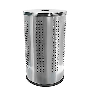Stainless Steel Laundry Bin & Hamper | 46L Ventilated Stainless Steel Clothes Basket With Polished Lid | Krugg Life Time Warranty| (Polished Stainless Steel)