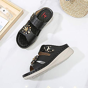 justHIGH Sandals for Women Summer Hollow Out Slip On Platform Sandal Wedge Shoes with Concealed Orthotic Arch Support