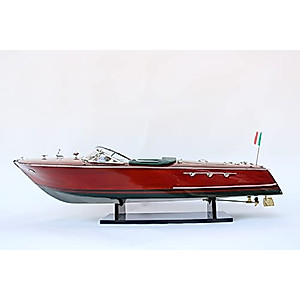 Wooden Model Boats Handicraft Riva ARISTON Painted, Assembled Wooden Boat Decoration, Model Boat Display, Riva Model Boat, RED, 50X14X14 CM