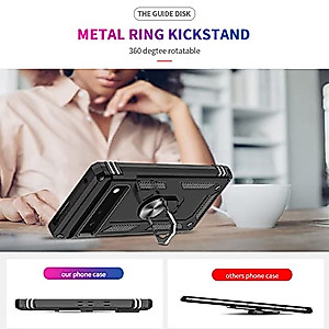 LeYi Pixel 7 Case, Google Pixel 7 Case, Military Grade Shockproof Heavy Duty Full Body Stand Protective Cell Phone Cover, Built in Ring Holder for Pixel 7 Black