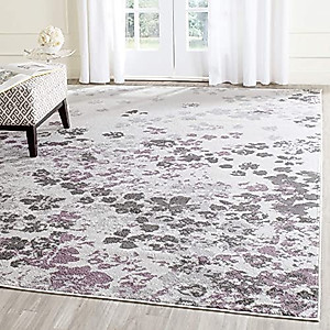 SAFAVIEH Adirondack Collection 8' x 10' Light Grey / Purple ADR115M Floral Non-Shedding Living Room Bedroom Dining Home Office Area Rug