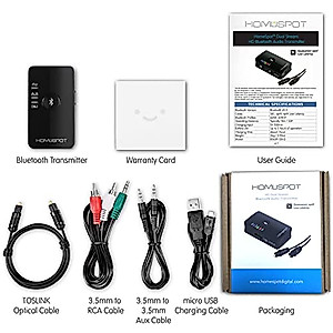 HomeSpot Bluetooth Transmitter for TV Audio Optical Bluetooth Low Latency Audio Adapter Bluetooth 5.0 no Lip Sync Digital Dual Stream Toslink SPDIF [Advanced Dual Stream Version]