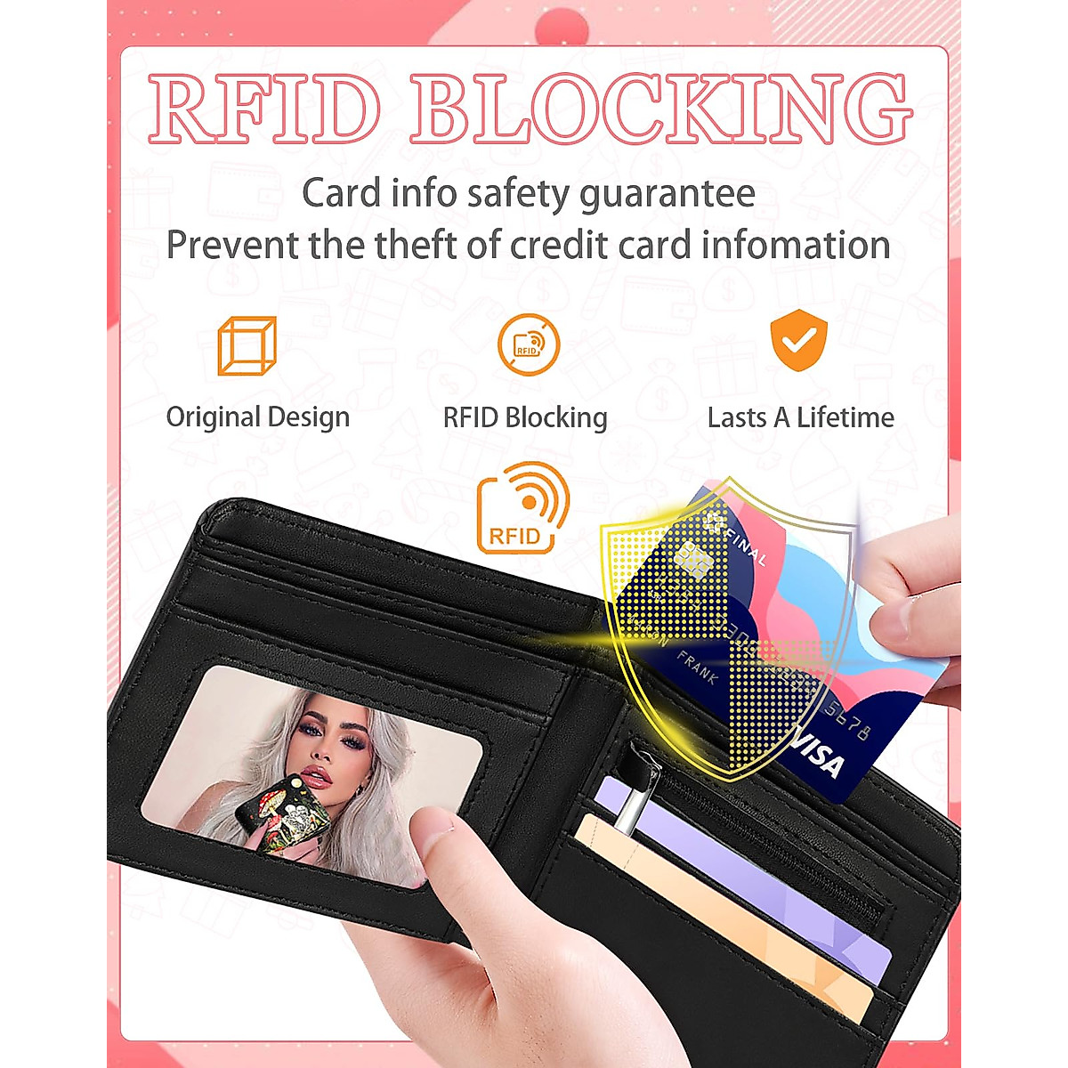 Bistup Girls Wallet Cute Leather Bifold Wallet Skull for Women Teen Girls Goth Horror Credit Card Cash Id Holder Rfid Blocking Mushroom Skeleton Bi Fold Small Wallets With Coin Pocket Slim Scary Cool