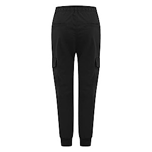 wmjolc Women's Cargo Pants Cotton Casual Joggers Pants Outdoor Combat Work Trousers Drawstring Waist Sweatpants with Pocket Black