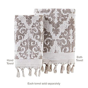 SKL Home Mirage Fringe 100% Turkish Cotton Hand Towel (2-Pack), Taupe