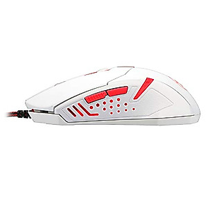 Redragon M601AW Wired 6 Button Gaming Mouse Red LED Backlit Ergonomic Programmable Mouse Centrophorus with Weight Tuning Set 3200 DPI for Windows PC (White)