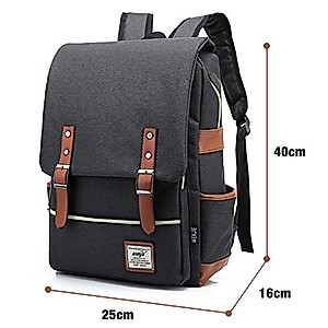 Furivy Unisex Oxford Retro Style Laptop Backpack College School Bag Student Daypack Rucksack Black