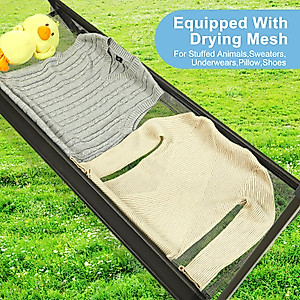 90 Inches Outdoor Clothes Drying Rack Foldable,Retractable Large Drying Rack Clothing,Heavy Duty Aluminum Laundry Drying Rack Collapsible with 42 Windproof Hooks and Drying Mesh for Outdoor Indoor