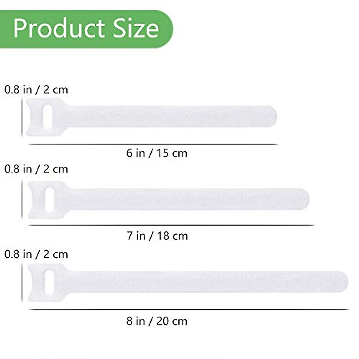 PASOW 60pcs Fastening Microfiber Cloth Cable Ties Wire Management (6/7/8 Inch, White)