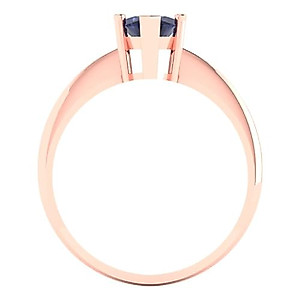 Clara Pucci 1.50 ct Marquise Cut Solitaire Simulated Blue Sapphire Engagement Bridal Promise Anniversary Ring 18K Rose Gold Size 3.75