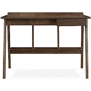 Finch Darren Home Office Drawer Mid Century Accent Desk, 43 Inch Wide Simple Modern Study Table, Walnut Brown