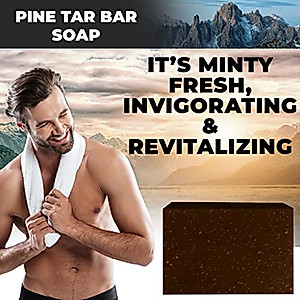 Men's Natural Soap Variety Pack Sampler Gift Box, Set of 4 Handmade Soap Bars - Scented Bar Soap for Men Face & Body Wash, Manly Soaps Gift Set for Him – Pine Tar, Alpine Sage, Cedar Citrus, Bay Rum