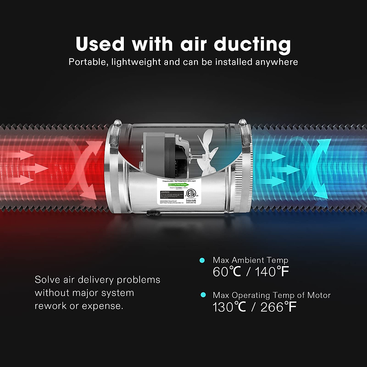 VIVOSUN 4 Inch Inline Duct Fan 100 CFM, HVAC Exhaust Ventilation Fan with Low Noise for Basements, Bathrooms, Kitchens and Attics, Silver