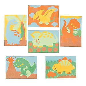Fun Express Dinosaur Sand Art Set - 24 Pieces - Educational and Learning Activities Kids