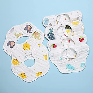 isrono 6pcs Baby Petal Bibs 360-Degree Rotating Multicolor 100% Cotton Soft and Absorbent with 8 Layers of Gauze Suitable for 0-2 Years Old Boys and Girls Who Are Teething Feeding and Drooling