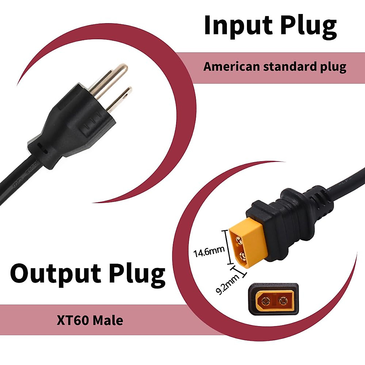 WAOUKS 50.4V 6A Charger 50.4V Lithium Battery Charger 44.4V Charger with Cooling Fan Aluminum Case Used for 12S 44.4V Lithium Battery Output XT60 Male Connector