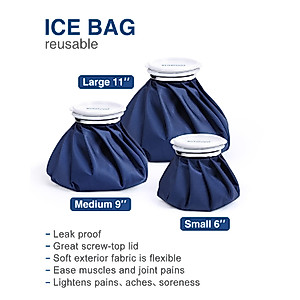 elitehood Reusable Ice Bag Ice Pack for Injuries, 3 Sizes (6"/9"/11") Refillable Ice Bag, Hot & Cold Therapy Ice Bag for Injury and Pain Relief with Elastic Breathable Support Wrap and Extension wrap