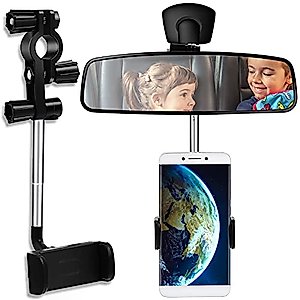 Frienda 360° Rearview Mirror Phone Holder, Universal Car Phone Holder Mount Car Rearview Mirror Mount Phone and GPS Holder, Car Phone Mount Clip Suitable for Most 4-6.1 Inch Mobile Phones (Black)