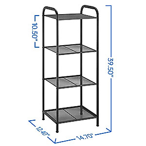MAX Houser Storage Rack with Shelf,Industrial Style Extendable Plant Stand, Standing Shelf Units for Kitchen, Bathroom, Office,Living Room, Balcony, Kitchen (Charcoal Gray, 4 Tier)