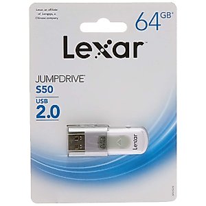 Lexar 64GB JumpDrive S50 USB 2.0 Flash Drive (Black)