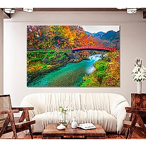 Shinkyo Bridge in Autumn Season Japan Canvas Print 5 Panels / 36x24 inches