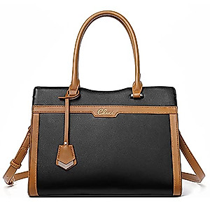 CLUCI Satchel Purses and Handbags for Women Leather Totes Designer Ladies Crossbody Shoulder Bag Black with Brown