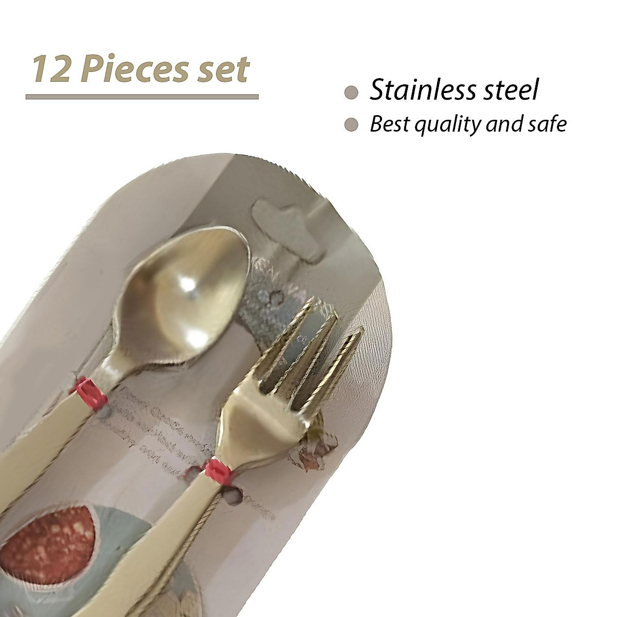 Small Spoon And Fork Set Stainless Steel Kitchen Cutlery Reusable Spoons And Forks For Food Sweet Dishes And Lawa Cakes (Set of 12Pcs)