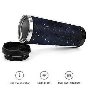 Travel Coffee Mug Stainless Steel Travel Mug Insulated Coffee Cup with Lid Stars in Night Sky Car Thermos Cups Double Walled Coffee Tumbler for Iced And Hot Drinks