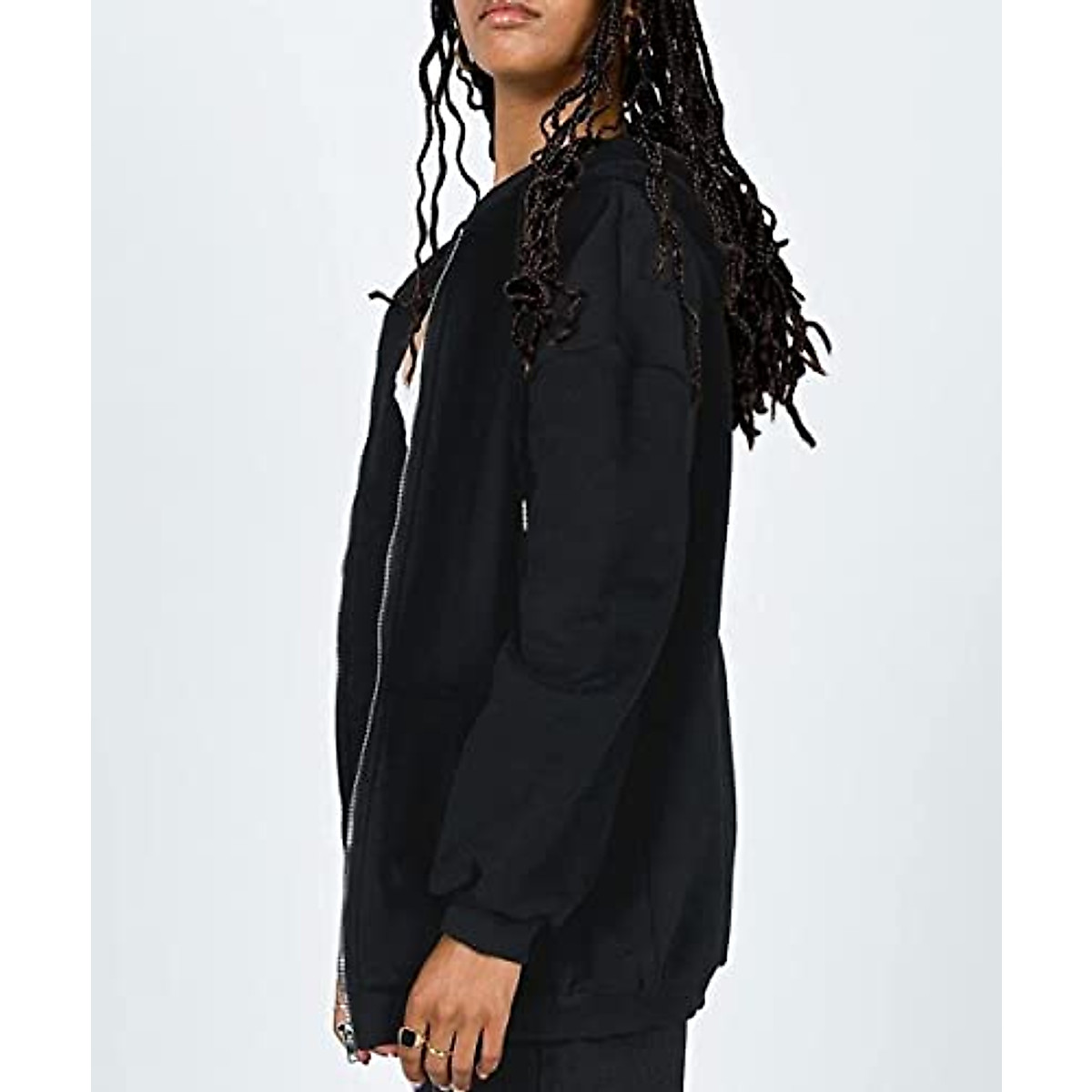 Trendy Queen Hoodies for Women Fall Clothes 2023 Zip up Oversized Sweatshirt Fleece Jackets Long Sleeve Comfy Winter Clothes Teen Girls Fashion Cute Y2K Clothing Black