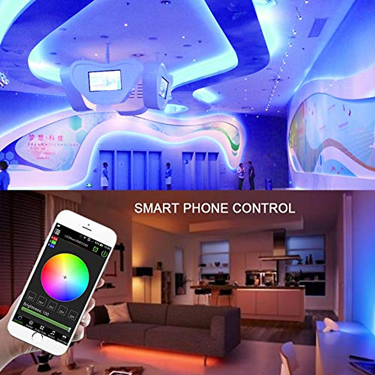 Xunata LED Strip Lights, 16.4ft WiFi Wireless Smart Phone Controlled Non-Waterproof RGBWW Light Strip Kit 5050 LED Lights, Working with Android and iOS System, Alexa, Google Assistant