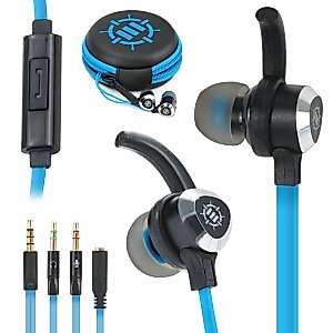 ENHANCE Mobile Gaming Earbuds for PS4, PC, Xbox One & Nintendo Switch with Bass Vibration Feedback & Microphone - Full Metal Housings, Noise Isolating, in Ear Hooks & Tangle Free Cable
