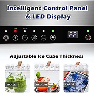 Commercial Ice Maker, 100LBS/24H Under Counter Ice Maker Machine w/Large Ice Bin, 45 Ice Cubes/Cycle, 2 Water Inlet Modes, Self Clean, 24H Timer, Freestanding Ice Machine for Bar, Coffee Shop