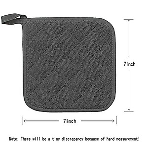 Cotton Pot Holders Cotton Made Machine Washable Heat Resistant Everyday Kitchen Basic Terry Pot Holder, Hot Pads, Trivet for Cooking and Baking Set of 4 (Grey)