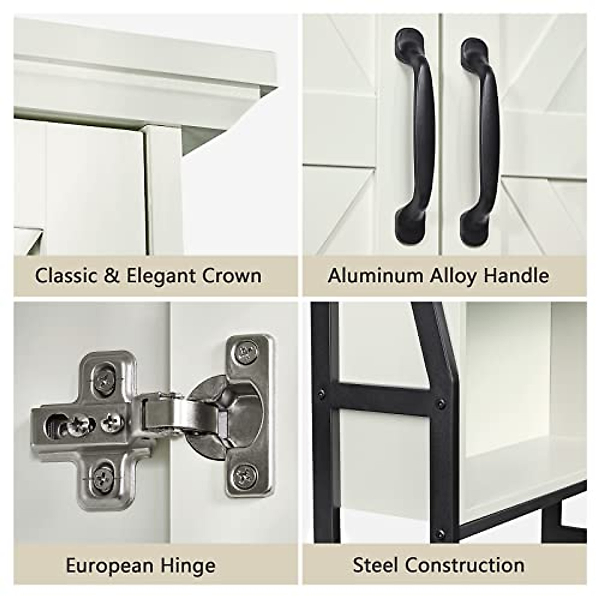 MXARLTR Over The Toilet Storage Cabinet, Over Toilet Bathroom Organizer, Above Toilet Storage Cabinet with Barn Doors Behind Toilet Bathroom Organizer Over-The-Toilet Cabinet (Cream White)