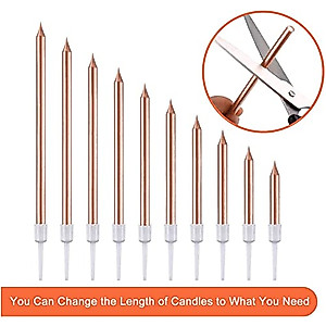 24 Pack Exquisite Birthday Candles in Holders Metallic Cake Candles Thin Cupcake Long Candles Cake Toppers for Birthday Party Wedding Anniversary Christmas Baby Shower (24PCS Color Mixing)