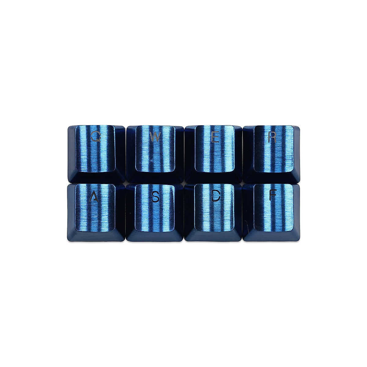 Teamwolf stainless steel MX Metal Keycap for keyboard gaming key QWERWASD R2 R3 light through back lit Black Blue Gold gradient (TW Silver QWERWASD)